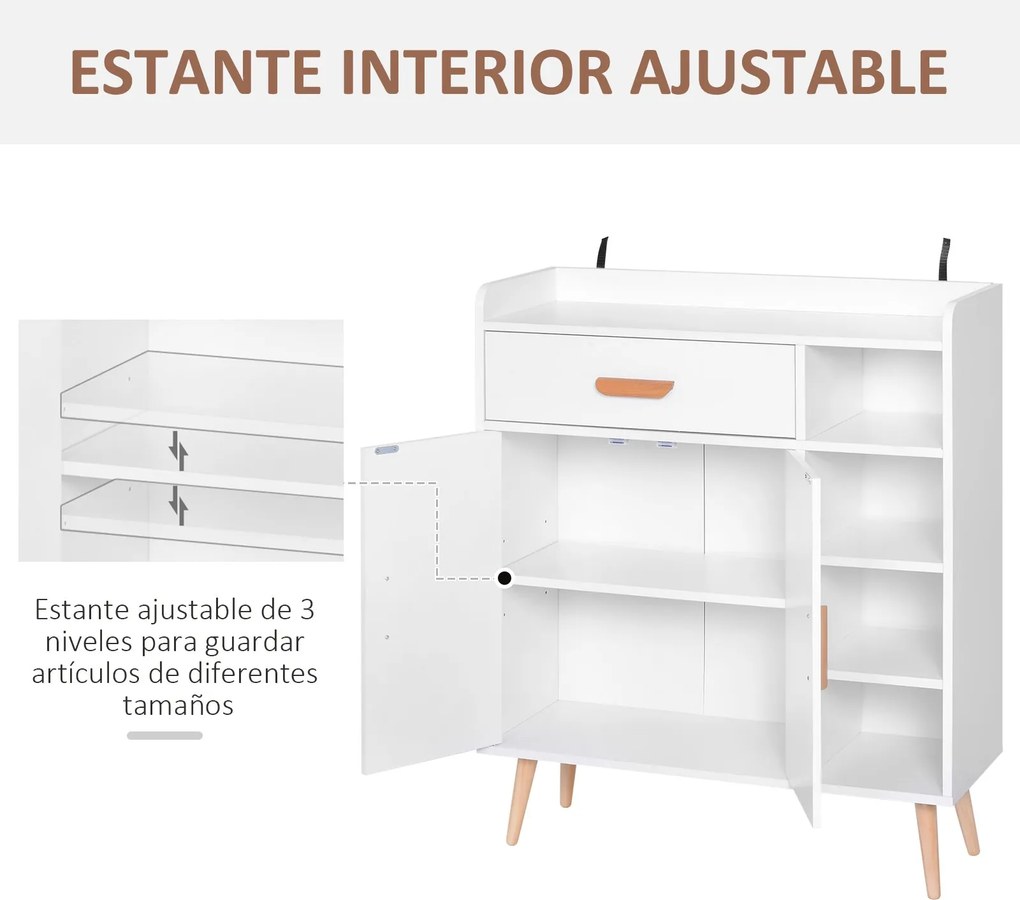 HOMCOM Konzolový stůl s úložným prostorem - Víceúčelový nábytek do jídelny, obýváku, koupelny a chodby 80x29,5x96 cm