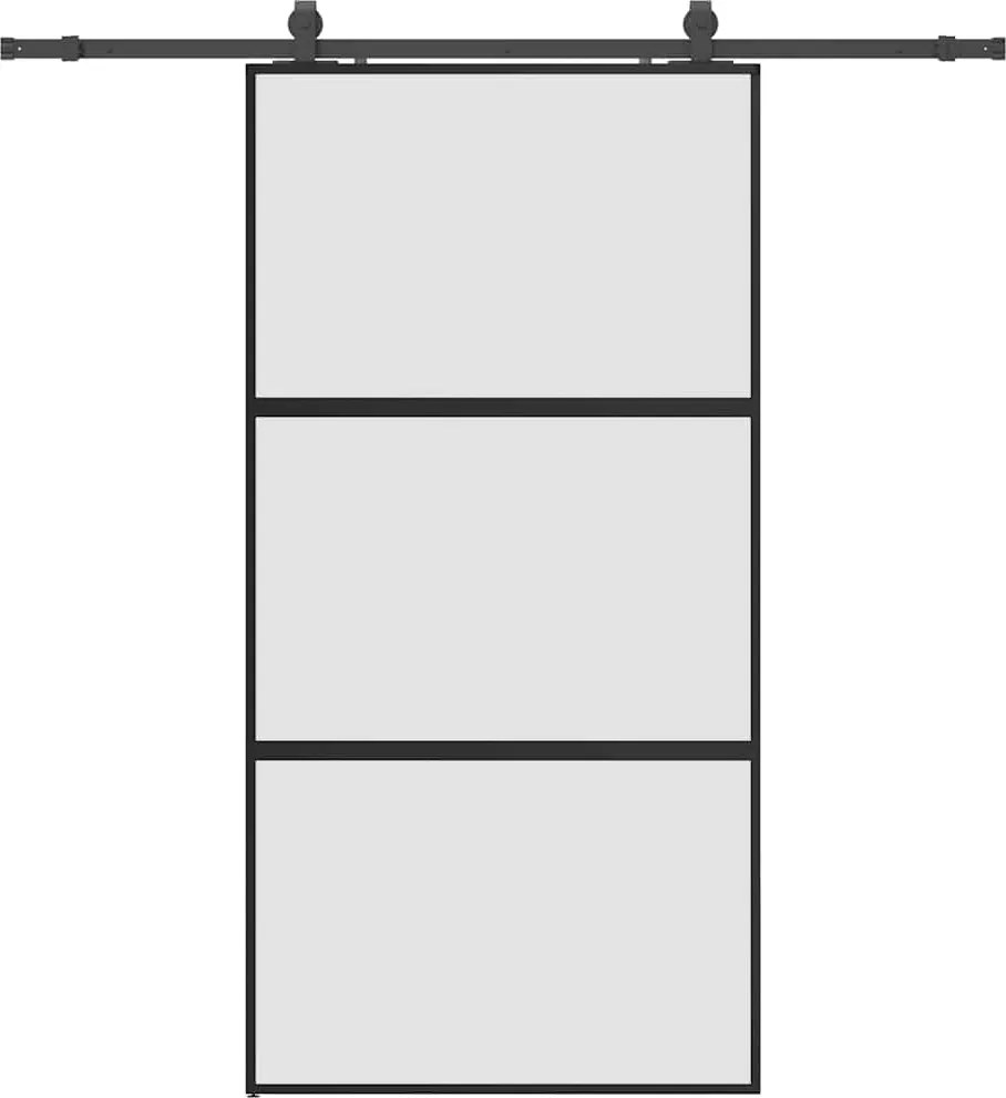 Posuvné dveře se sadou kování černé 102,5x205 cm Tvrzené sklo 3375876
