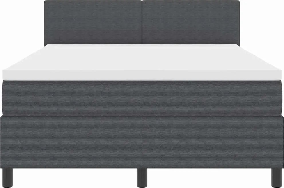 Postel s boxspringem s čelo Tmavě šedá a bílá 140 x 200 cm 3337516