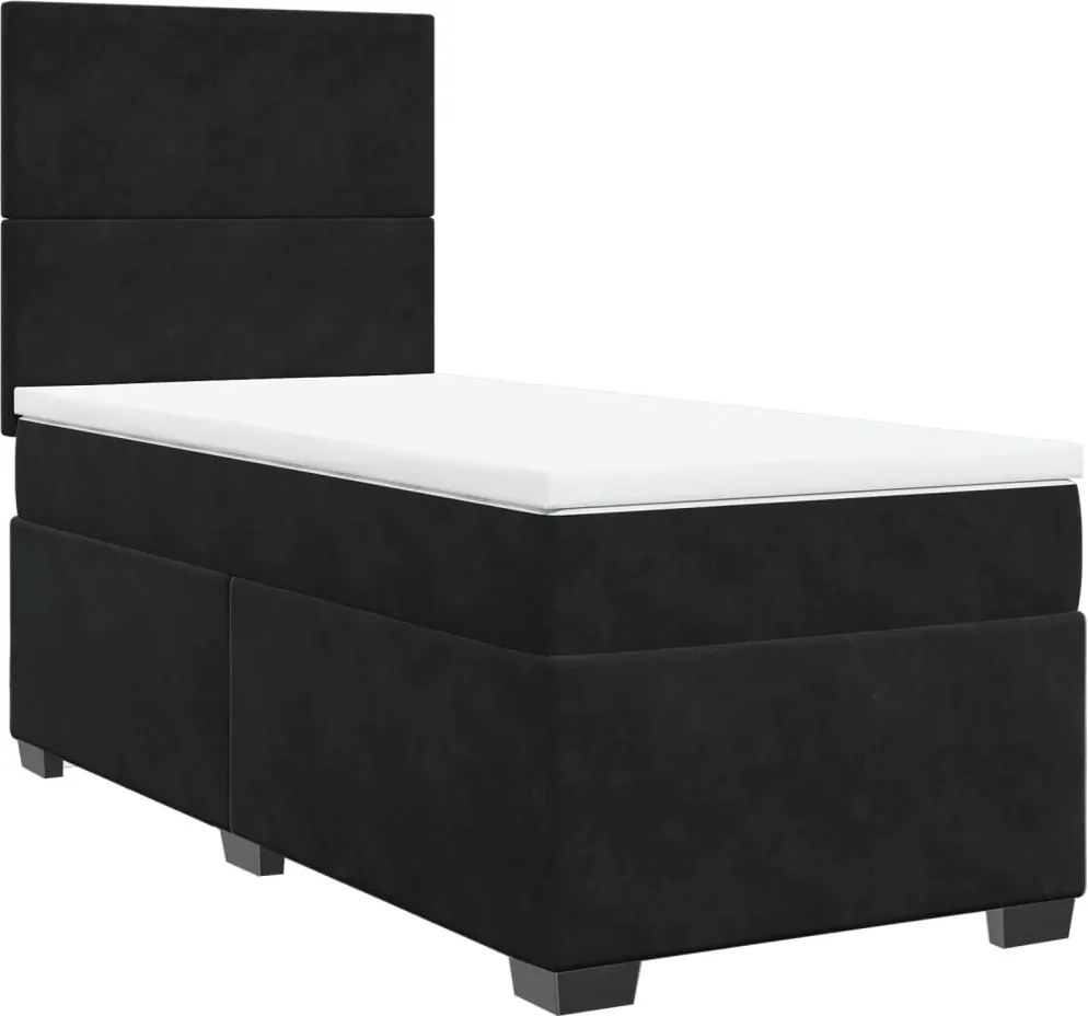 Box spring postel s matrací černá 100x200 cm samet 3290830