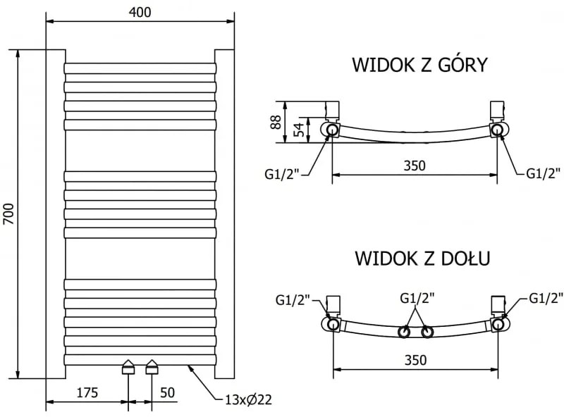 Mexen Ares, elektrické topné těleso 700 x 400 mm, 300 W, zlatá lesklá, W102-0700-400-2300-50