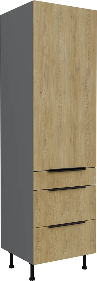 CREMONA ac | vysoká skříňka 60 DKS-215 3S1F potravinová | UNI DVÍŘKA | 60 cm | PREMIUM BOX | antracit/cremona