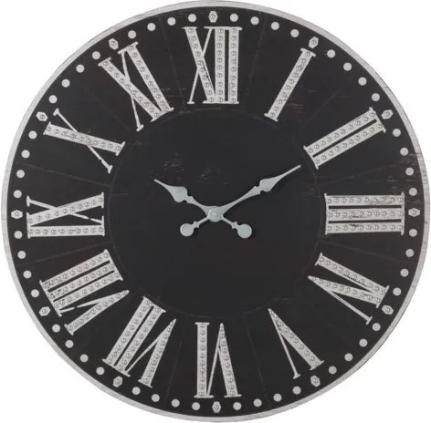 Velké černé hodiny s bílými římskými číslicemi Germaine - Ø 89*4,3 cm