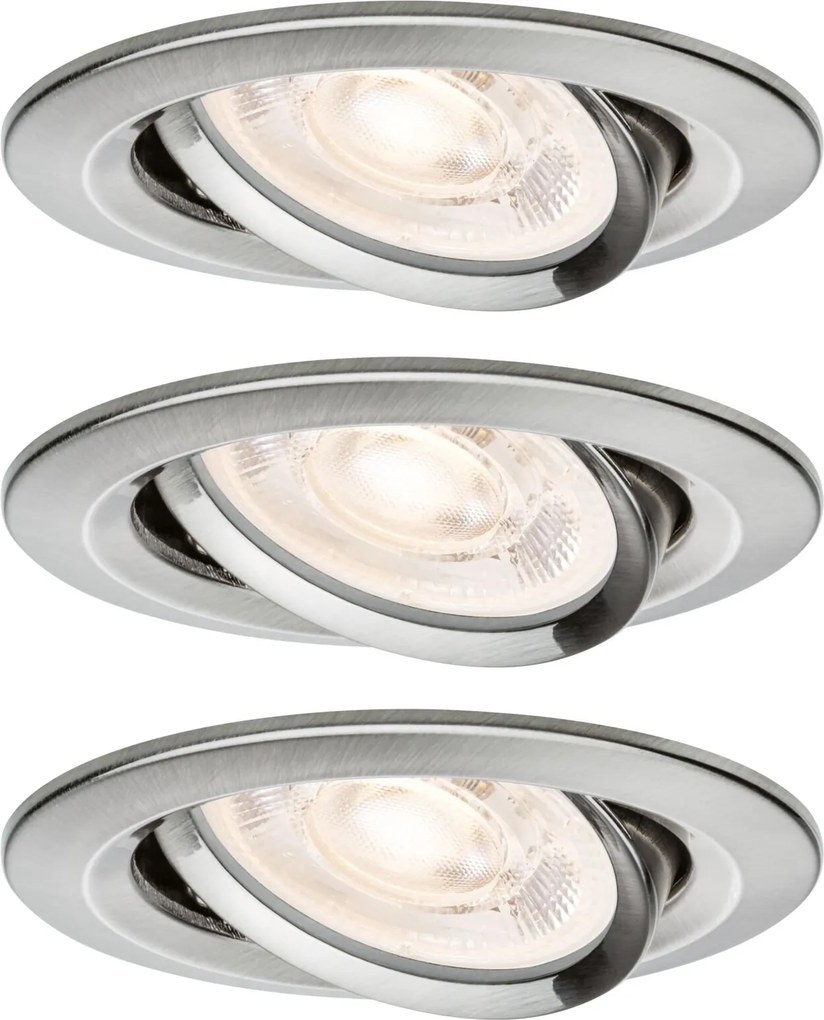 P 92417 LED vestavné svítidlo Nova Plus GU10 Flat IP65 93mm 3x4,9W 230V stmívatelné 2700K kov kartáčovaný - PAULMANN