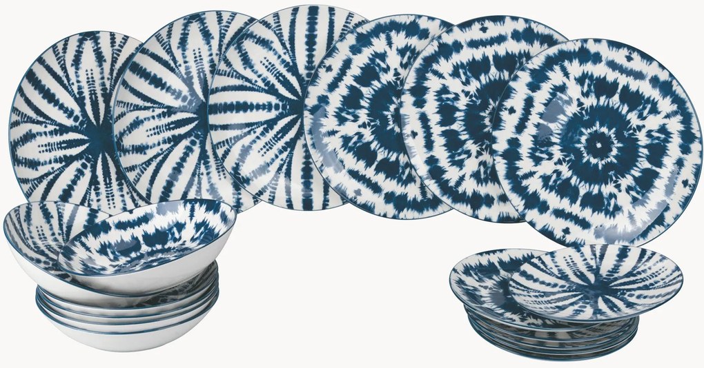 Sada porcelánového nádobí Blue, pro 6 osob, 18 dílů