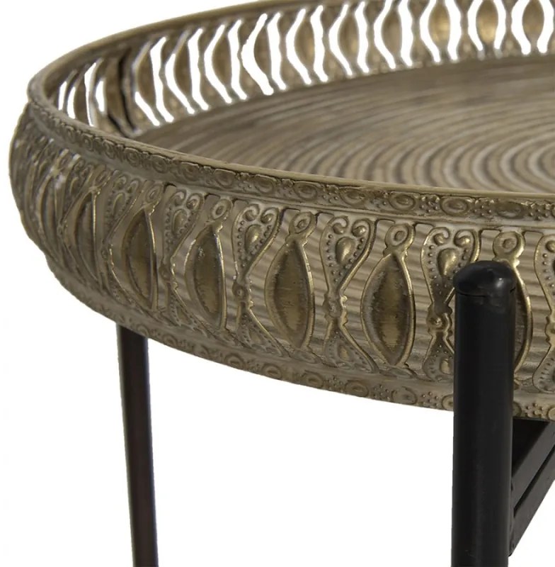 Retro kovový odkládací stolek s patinou – 49x57 cm