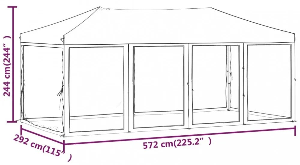 Skládací party stan s bočnicemi 3 x 6 m Dekorhome Červená