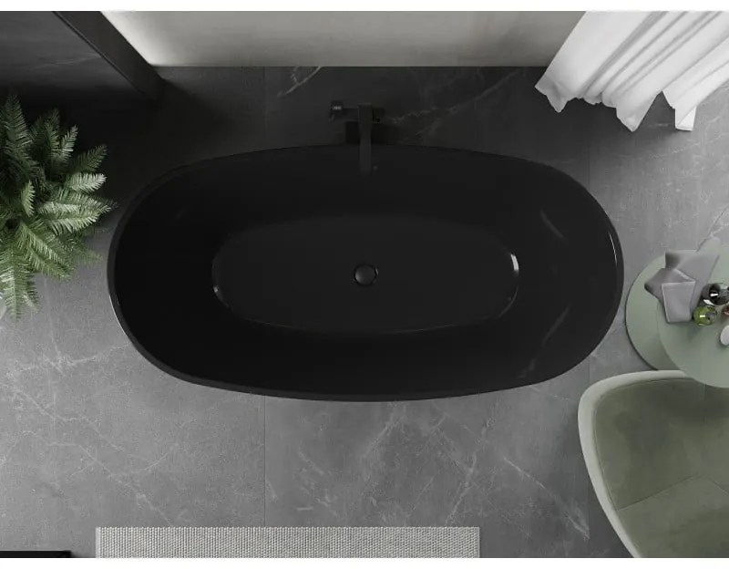 Mexen Eris, volně stojící vana 170 x 80 cm, černá, černý přepad, 53441708070-70