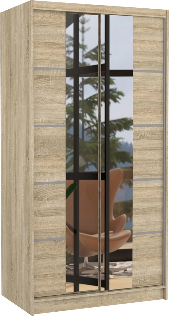 ADRK Furniture Posuvná skříň se zrcadlem KSAWER 100 SW-KSA-S-100+A637