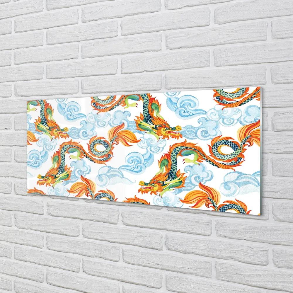 akrylový obraz Japonské barevné draky 120x60 cm