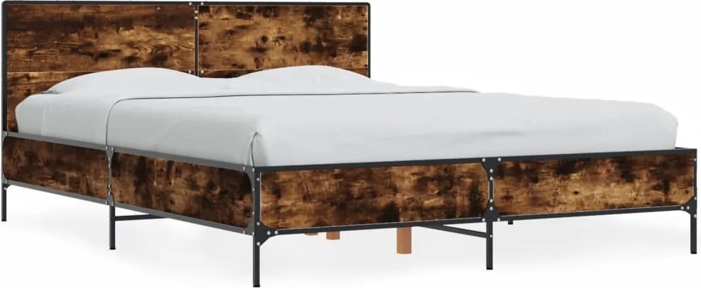 Rám postele kouřový dub 120 x 200 cm kompozitní dřevo a kov 3279994