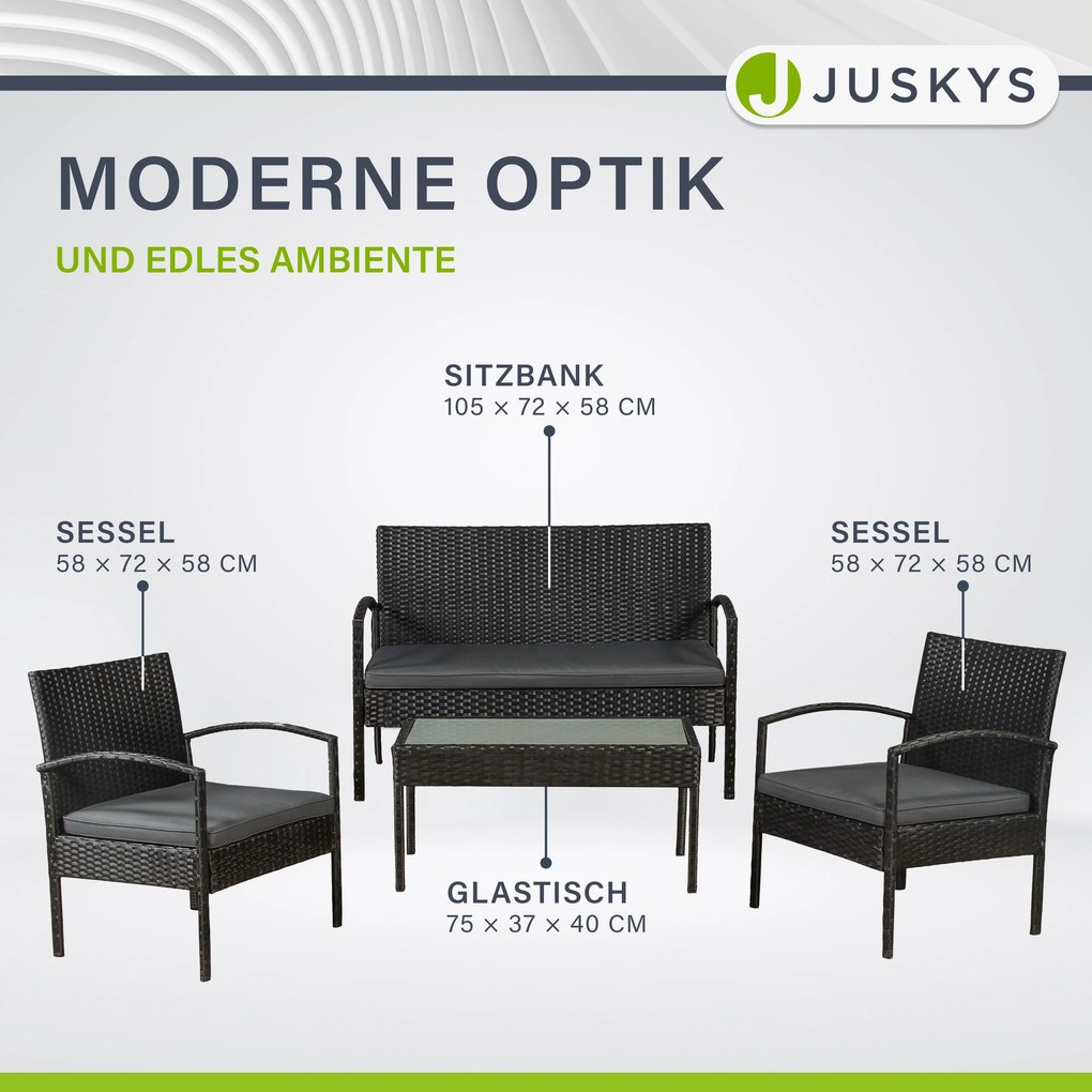 Juskys Polyratanová zahradní souprava Trinidad pro 4 osoby