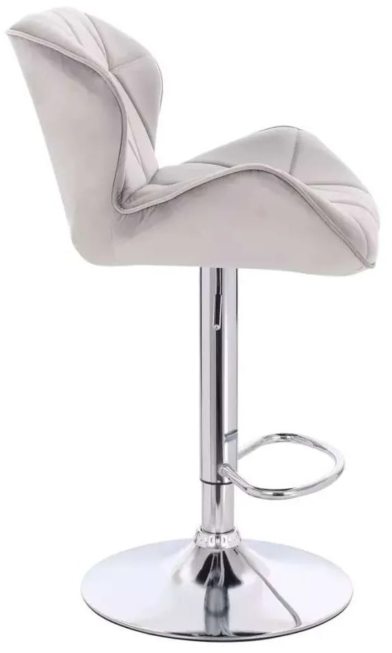 LuxuryForm DESIGN Barová židle MILANO VELUR na stříbrné kulaté podstavě - světle šedá