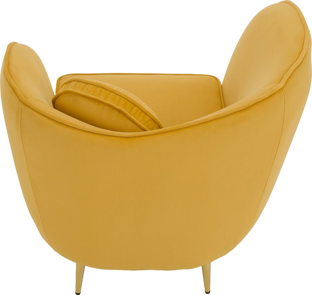Designové křeslo, žlutá Velvet látka/gold chrom zlatá, EZIO