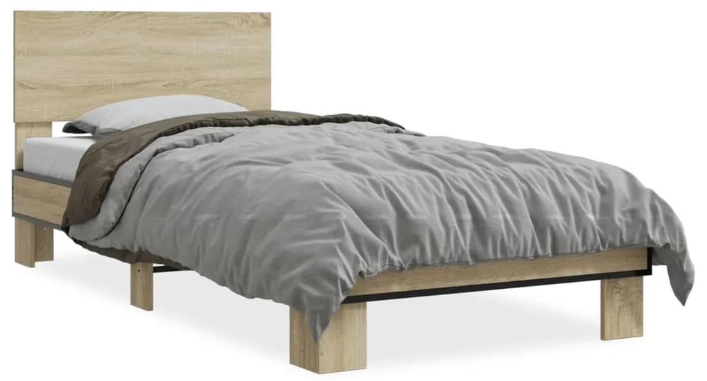 Rám postele dub sonoma 100 x 200 cm kompozitní dřevo a kov,  845803