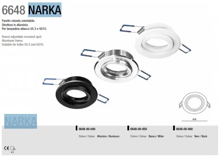 Fabas 6648-00-050 Narka, kulatá bodovka z hliníku v bílé úpravě, max 1x50W, prům 8,2cm