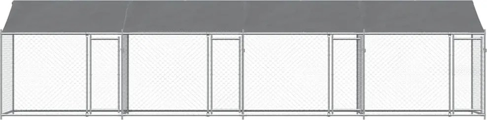 Klec pro psy se střechou a dvířky šedá 8x2x2 m pozinkovaná ocel 3209565