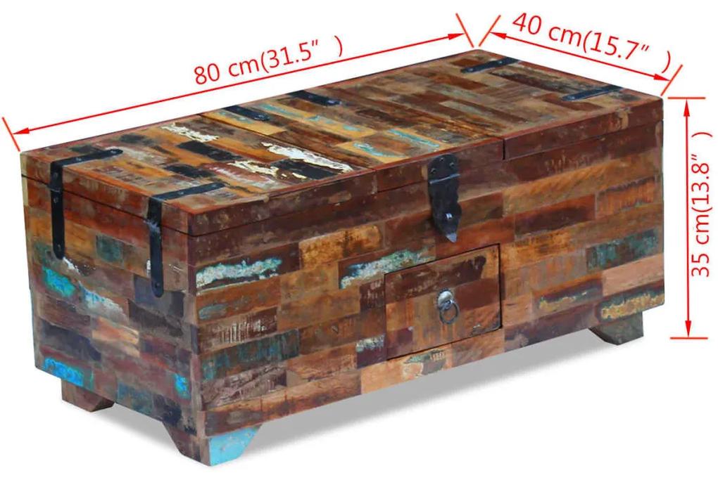 vidaXL Konferenční stolek truhla masivní recyklované dřevo 80x40x35 cm