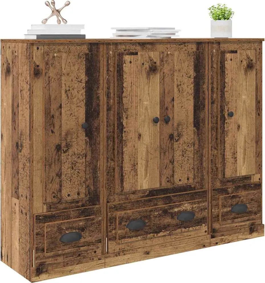 Vysoký bufet 3 ks Staré dřevo 132 x 35,5 x 103,5 cm 3402671