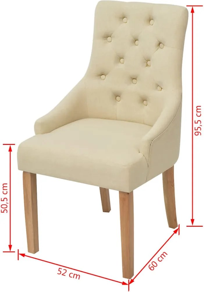 Jídelní židle 4 ks krémové textil 274425