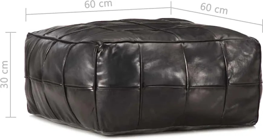 Sedací puf černý 60 x 60 x 30 cm pravá kozí kůže 248134