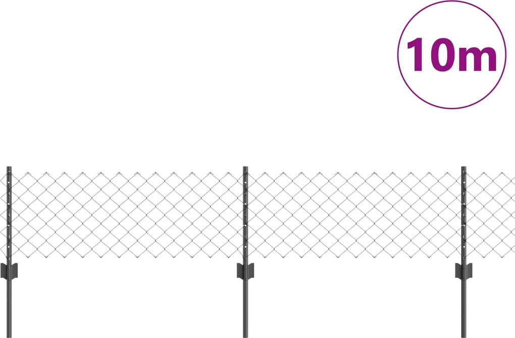 Plot s řetězovým odkazem a sloupkem 10 x 0,4 m Šedá Síťovina 3336265
