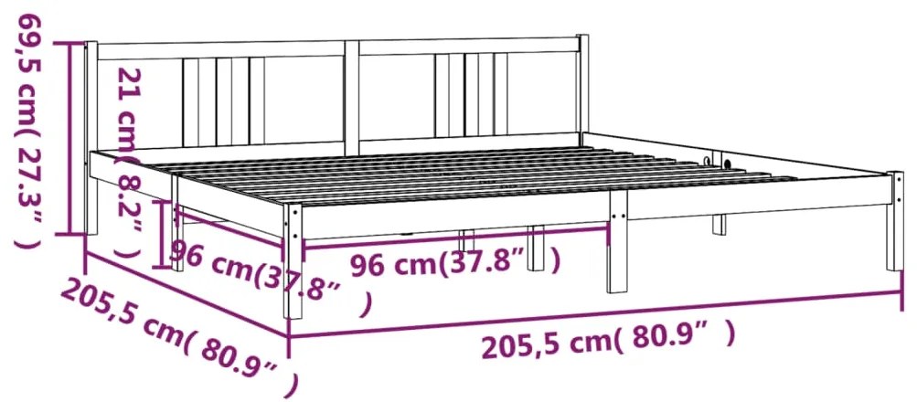 Rám postele bílý masivní dřevo 200 x 200 cm