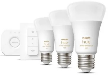 Propojovací zařízení Philips Hue BRIDGE a 3 ks LED žárovek E27 8W (75W) White Ambiance (2200-6500K) stmívatelné