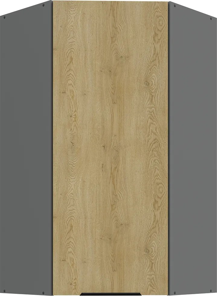 CREMONA ac | horní kuchyňská skříňka 60x60 GN-108 1F (45°) rohová s policemi | 60x60 cm | EXTRA VYSOKÁ | antracit/cremona