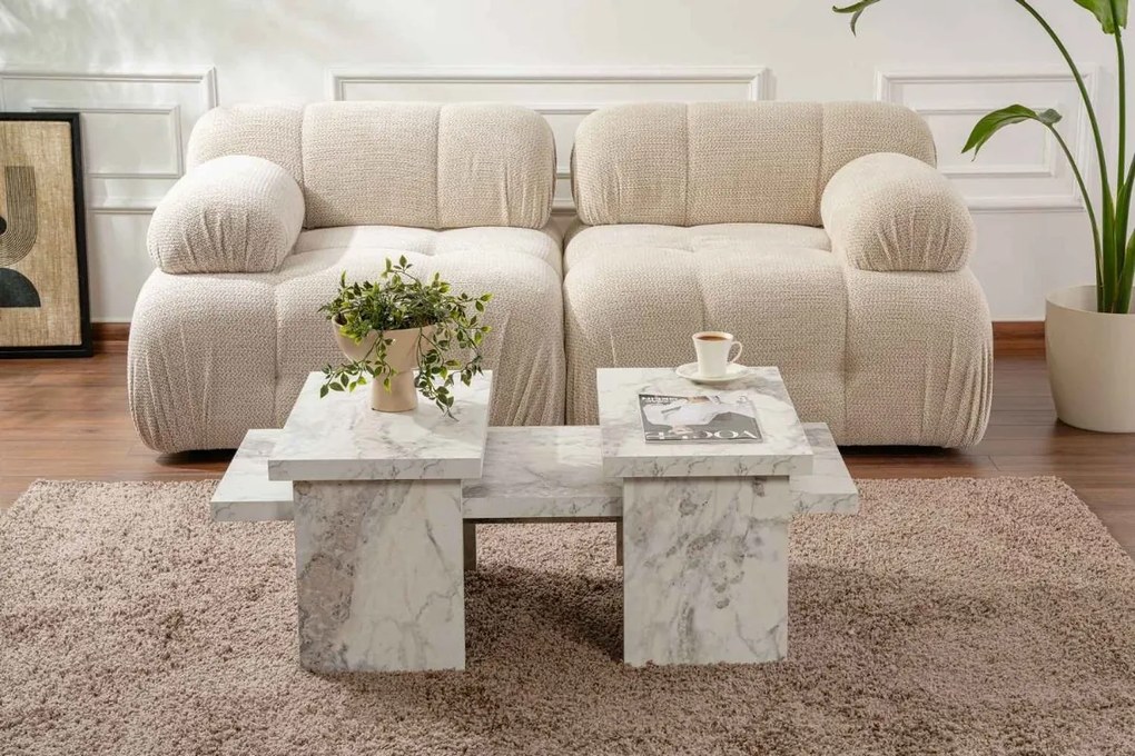 Designový konferenční stolek Xanthe 110 cm vzor mramor frézie