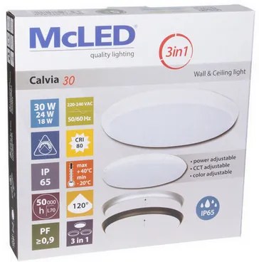 LED svítidlo McLED Calvia 30 18/24/30W CCT 3000/4000/6000K IP65 bílá/černá/stříbrná ML-411.012.42.0