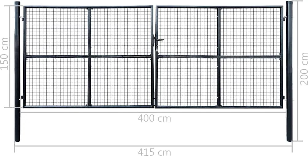 Pletivá zahradní branka pozinkovaná ocel 400 x 150 cm šedá 143377