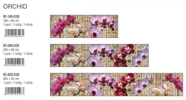 DIMEX | Fototapeta do kuchyně Orchidej KI-180-026 | 180 x 60 cm | fialová, béžová, růžová