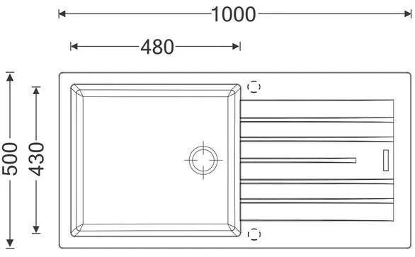 Sinks Perfecto 1000 Granitový dřez s odkapem oboustranné provedení, 100x50cm, metalblack, ACRPE10050074