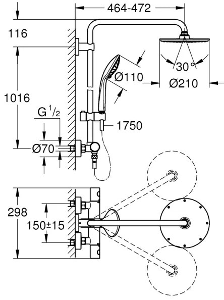 GROHE 27964000 - Sprchový systém EUPHORIA 210 mm lesklý chrom