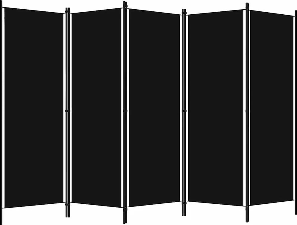 5dílný paraván černý 250 x 180 cm 320726