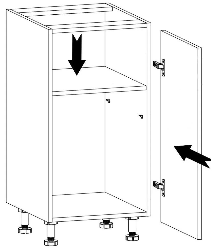 PROVENCE k | dolní skříňka D30-P s policí | PRAVÁ | 30 cm | SOKL v CENĚ | bílá/borovice andersen