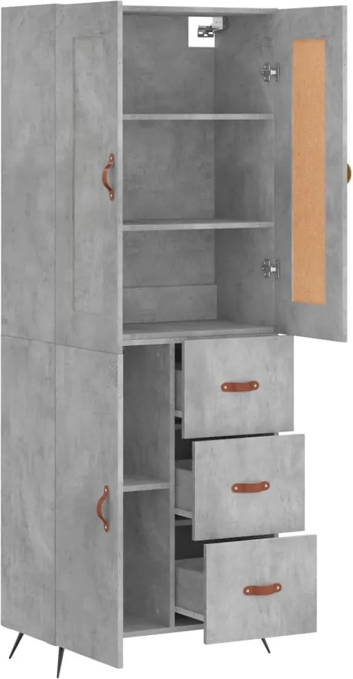 Skříň highboard betonově šedá 69,5x34x180 cm kompozitní dřevo 3199789