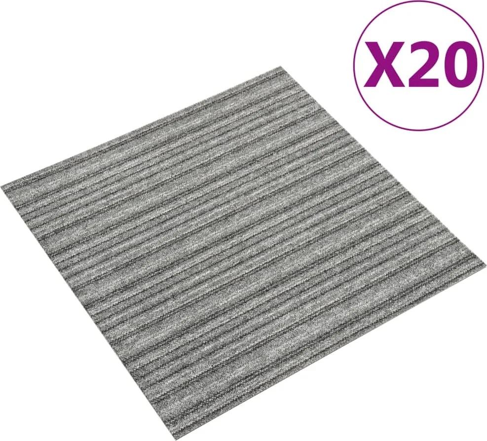 vidaXL Kobercové podlahové dlaždice 20 ks 5 m² 50 x 50 cm [147309] Barva: striped anthracite
