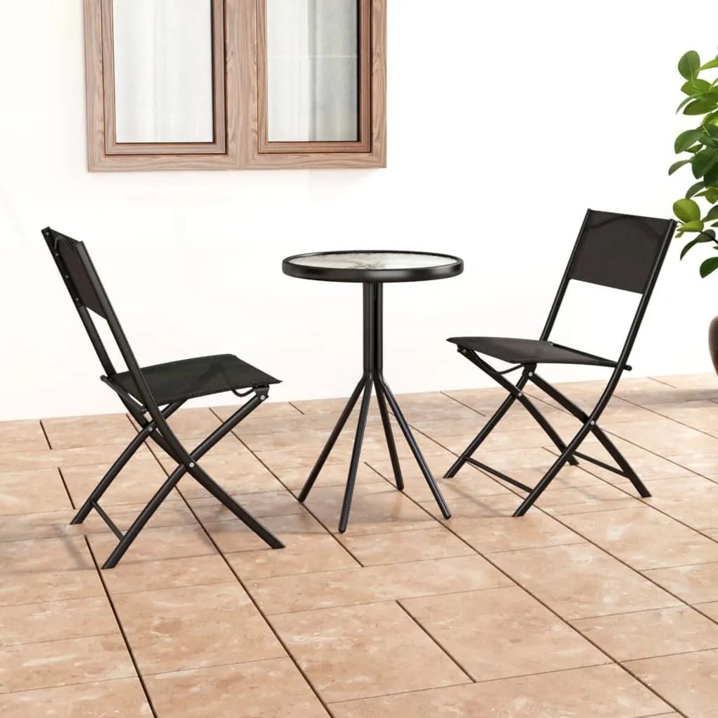 vidaXL 3dílný bistro set ocel černý [318765]