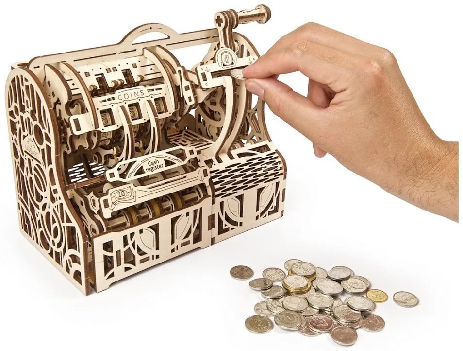 Ugears 3D dřevěné mechanické puzzle Pokladna