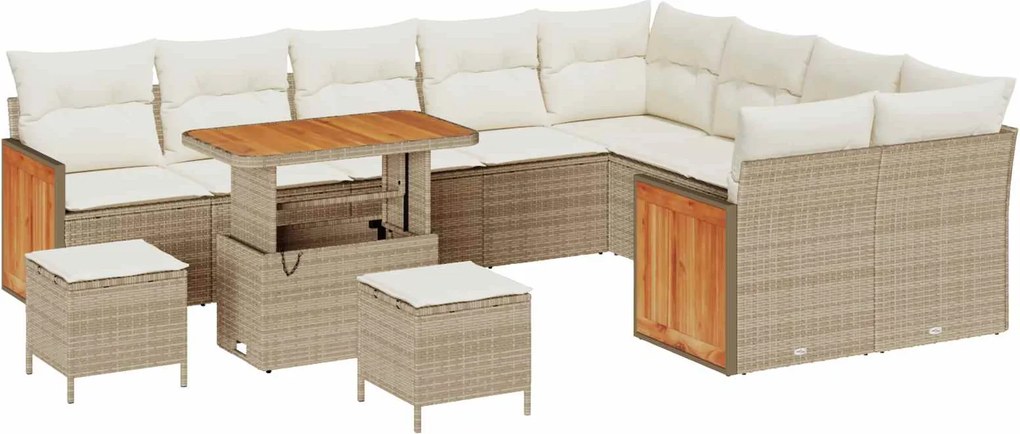 Sada zahradních pohovek 12 ks 12-Počet míst Béžová a krémová 3363216