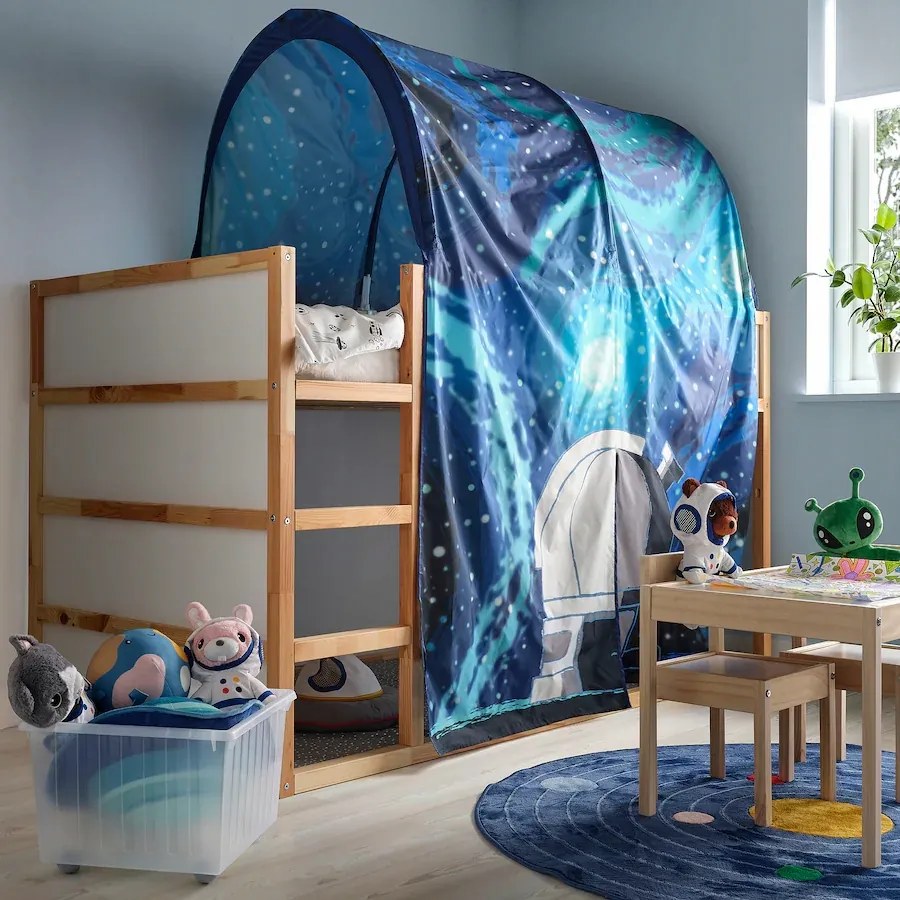 IKEA AFTONSPARV Koberec, vesmír zaoblený/modrý, 133 cm
