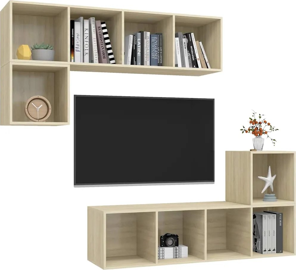4dílný set TV skříněk dub sonoma kompozitní dřevo 3079811