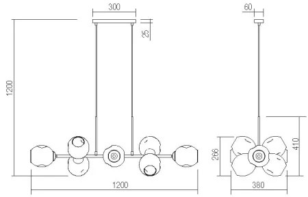Redo 01-2620 - Lustr na lanku PIERCE 6xE27/42W/230V černá/kouřová
