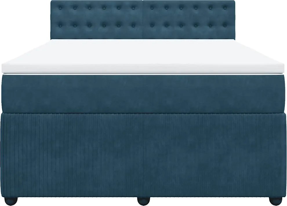 Box spring postel s matrací modrá 160 x 200 cm samet 3290098