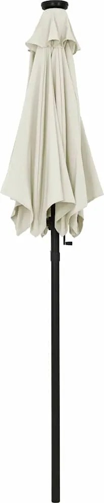 Zahradní slunečník s LED osvětlením pískový 200 x 211 cm hliník 313557