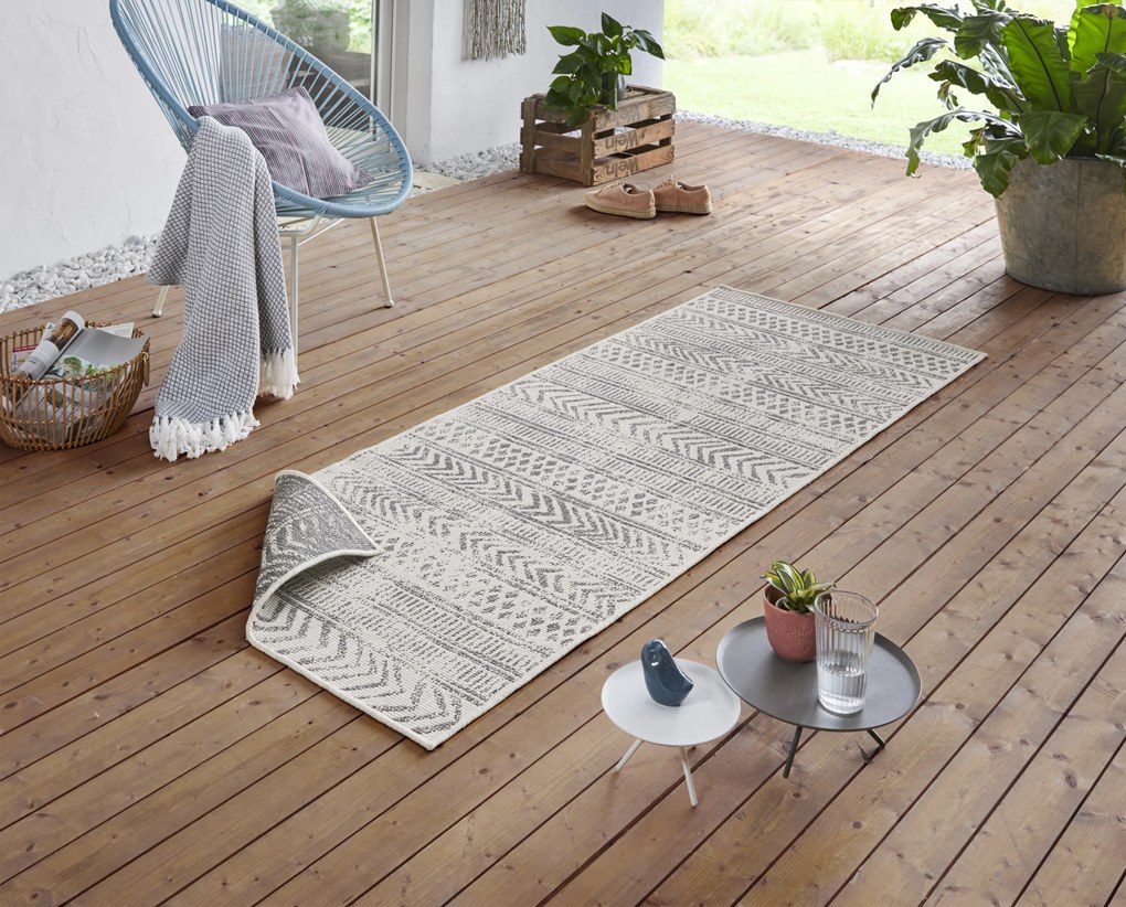 NORTHRUGS - Hanse Home koberce Kusový koberec Twin Supreme 103862 Biri Grey/Cream – na ven i na doma - 80x350 cm