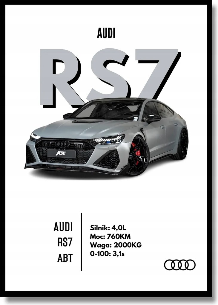 Plakát Audi RS7 Abt Dárek pro tatínka, automobil v rámu A3