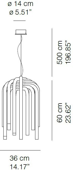 Quadrifoglio Group K23SPE0L00-007 Pipes, závěsné svítidlo z trubek s bílou úpravou, 16x1W LED 2700K, délka 60cm